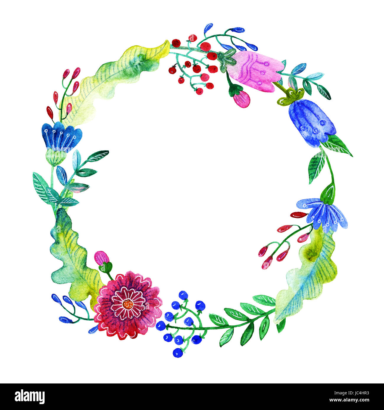 Wreath berries leaves floral Cut Out Stock Images & Pictures - Alamy