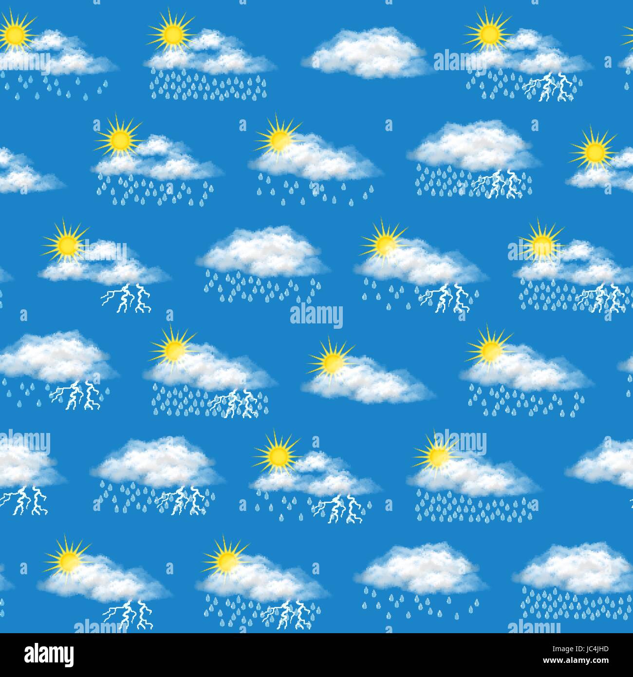 Meteorology Seamless Background, Illustrating Various Natural Weather ...