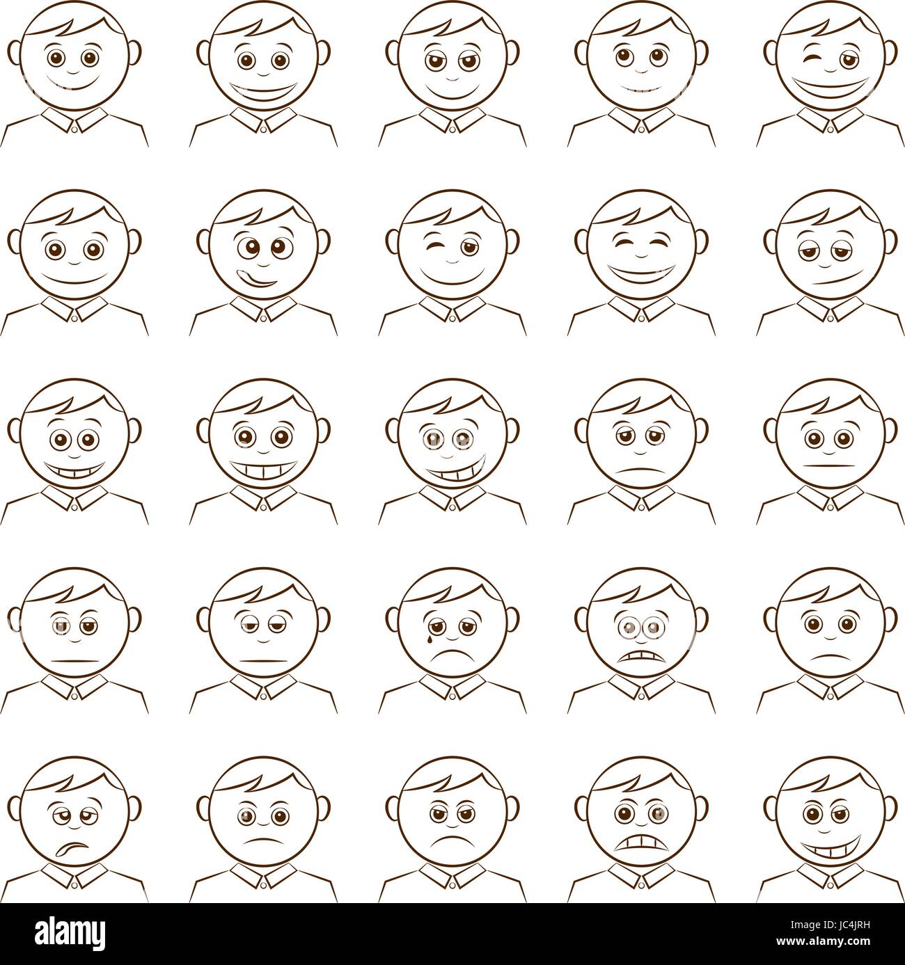 Set of Funny Round Smilies or Avatars, Cartoon Characters in Business ...
