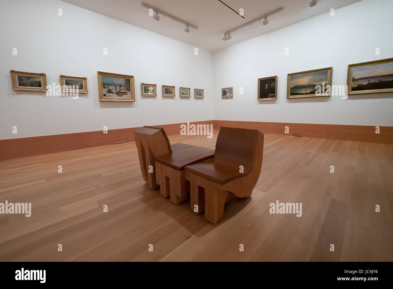 empty chairs inside an art gallery in toronto canada Stock Photo - Alamy