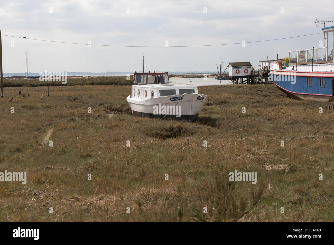 Houseboats moored at West Mersea, Colchester Essex Stock Photo - Alamy