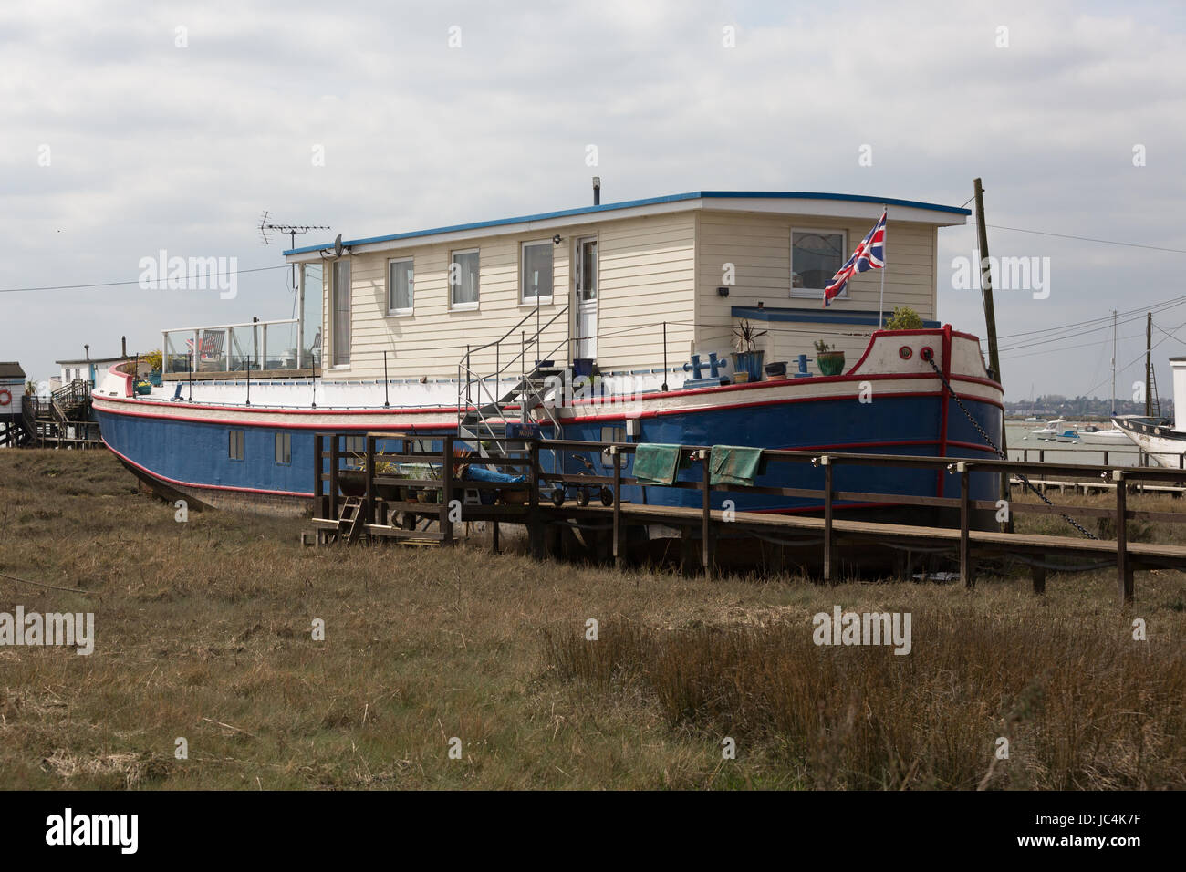 Houseboats moored at West Mersea, Colchester Essex Stock Photo - Alamy