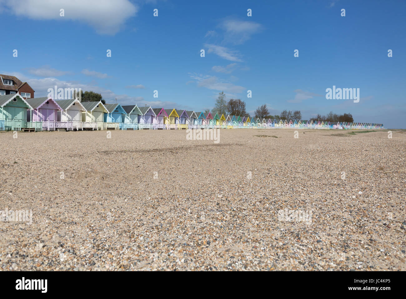 Colourful beach huts at West Mersea, Colchester Essex UK Stock Photo ...