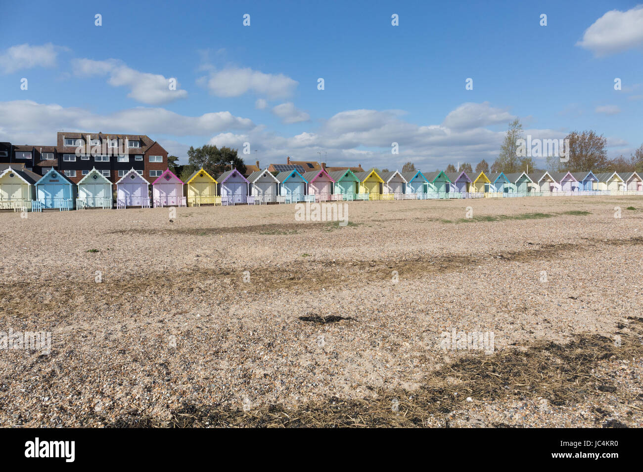 Colourful beach huts at West Mersea, Colchester Essex UK Stock Photo ...