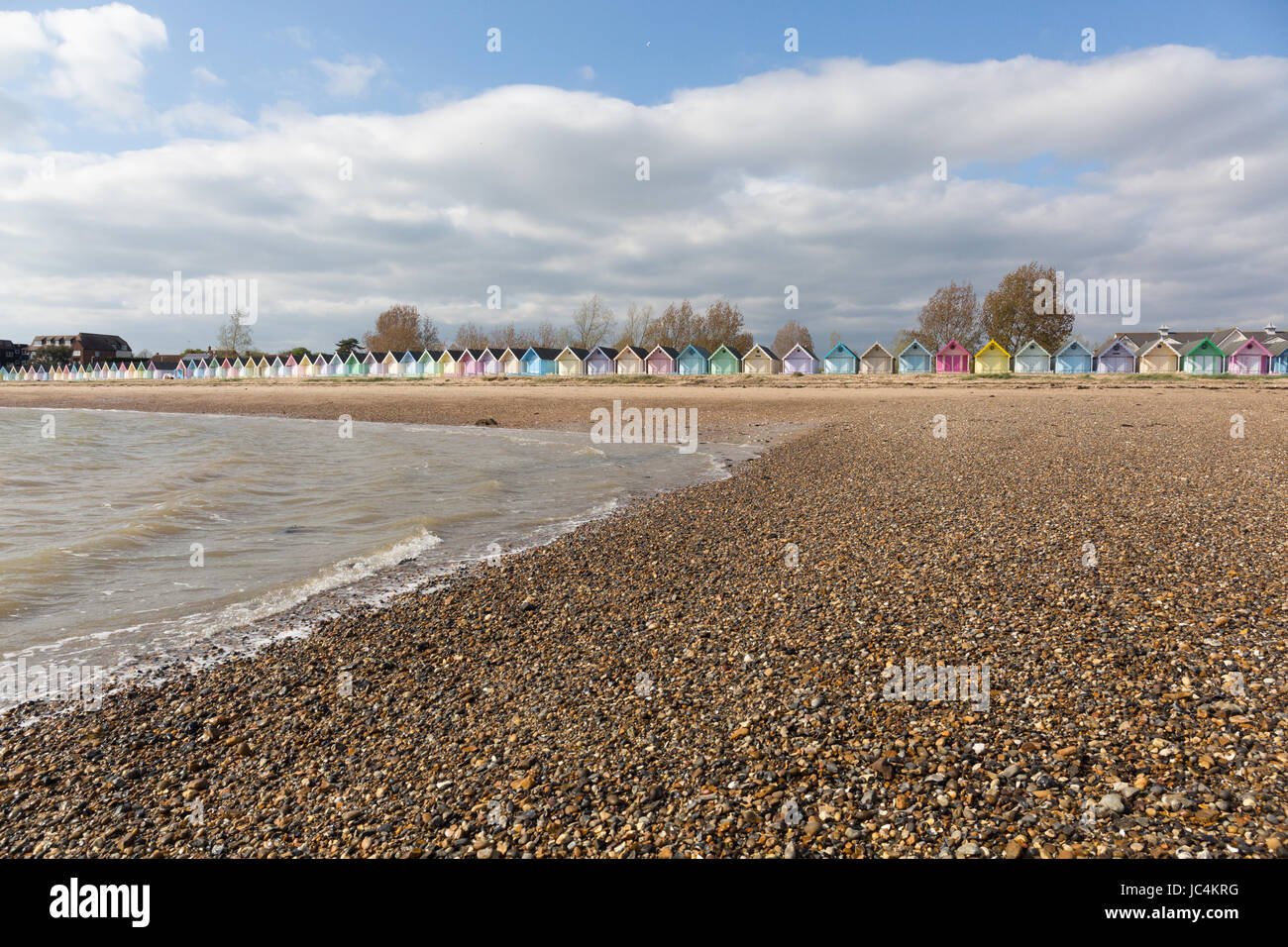 Colourful beach huts at West Mersea, Colchester Essex UK Stock Photo ...