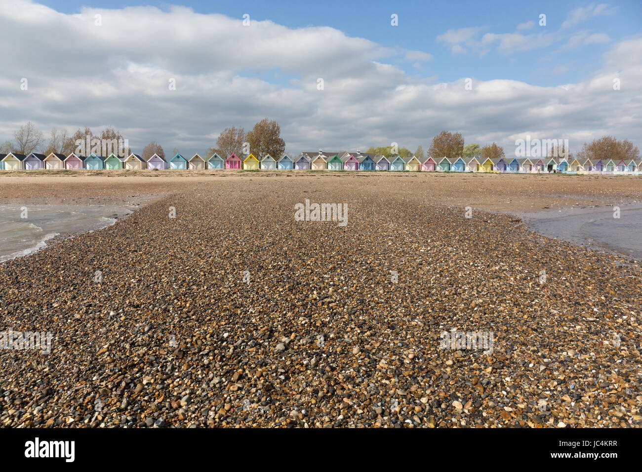 Colourful beach huts at West Mersea, Colchester Essex UK Stock Photo ...