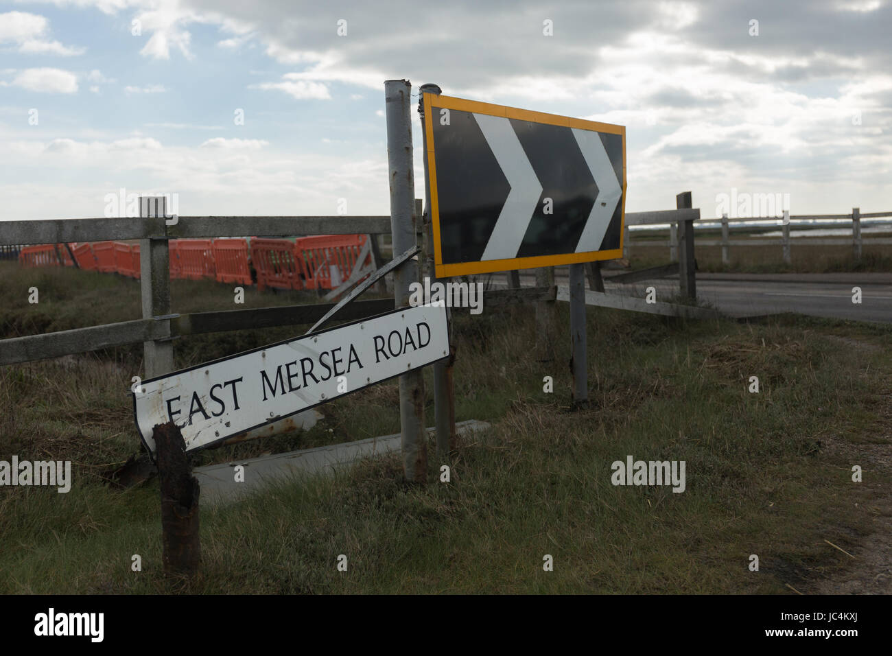 East Mersea Road sign Stock Photo - Alamy