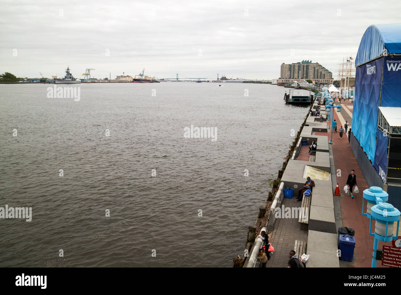 delaware river waterfront at penns landing Philadelphia USA Stock Photo ...