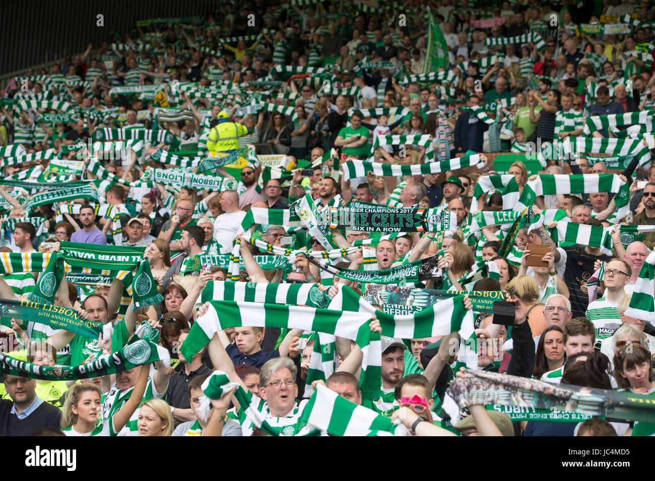 Celtic fans during the charity match at Celtic Park, Glasgow Stock ...