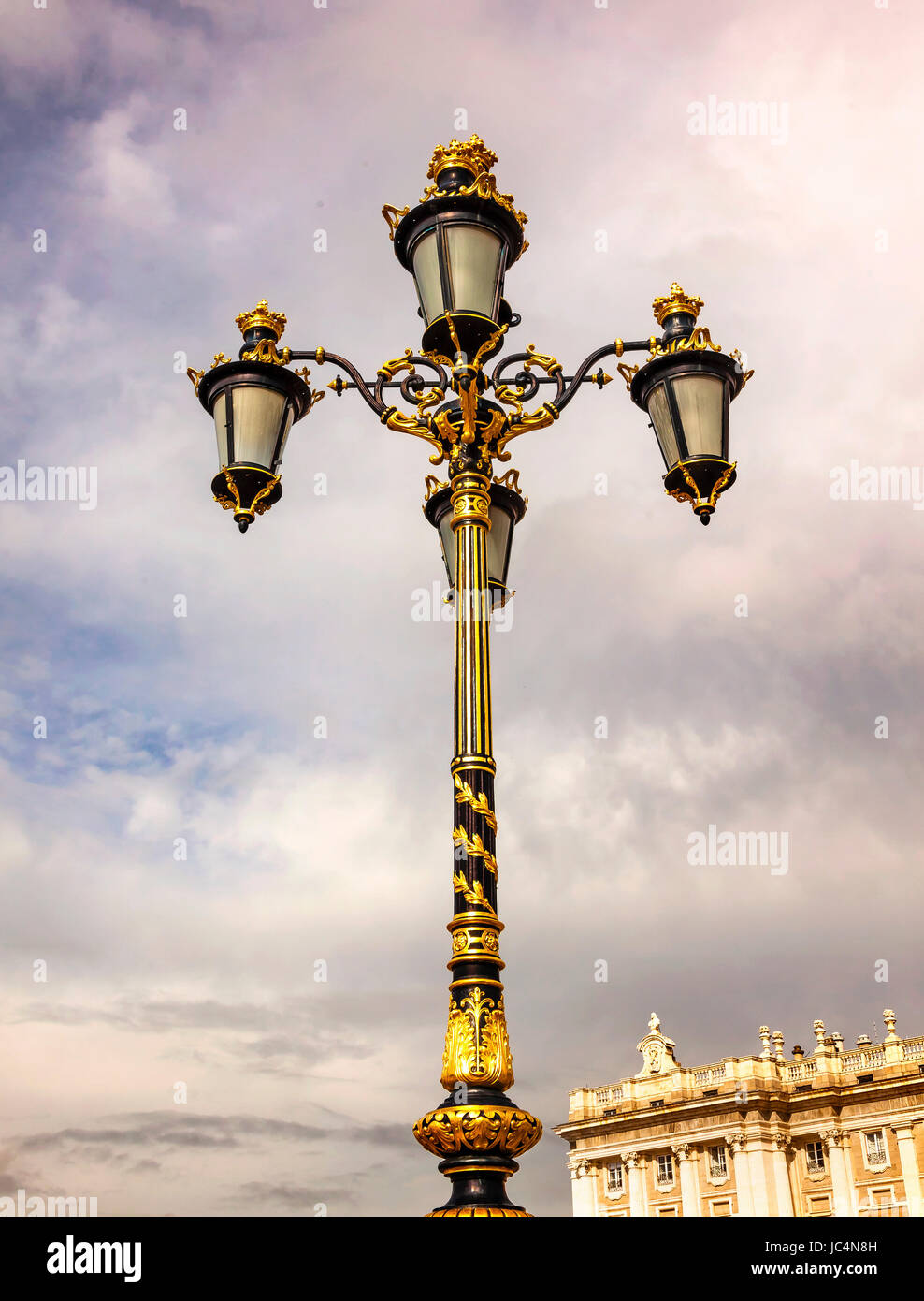 Ornate Lamp Post Royal Palace Palacio Real Cityscape Madrid Spain ...
