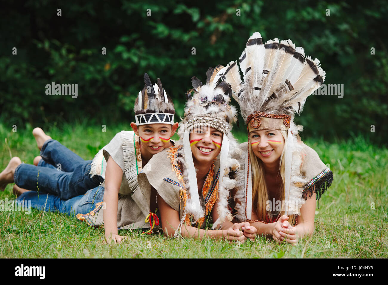 happy children playing native american Stock Photo - Alamy