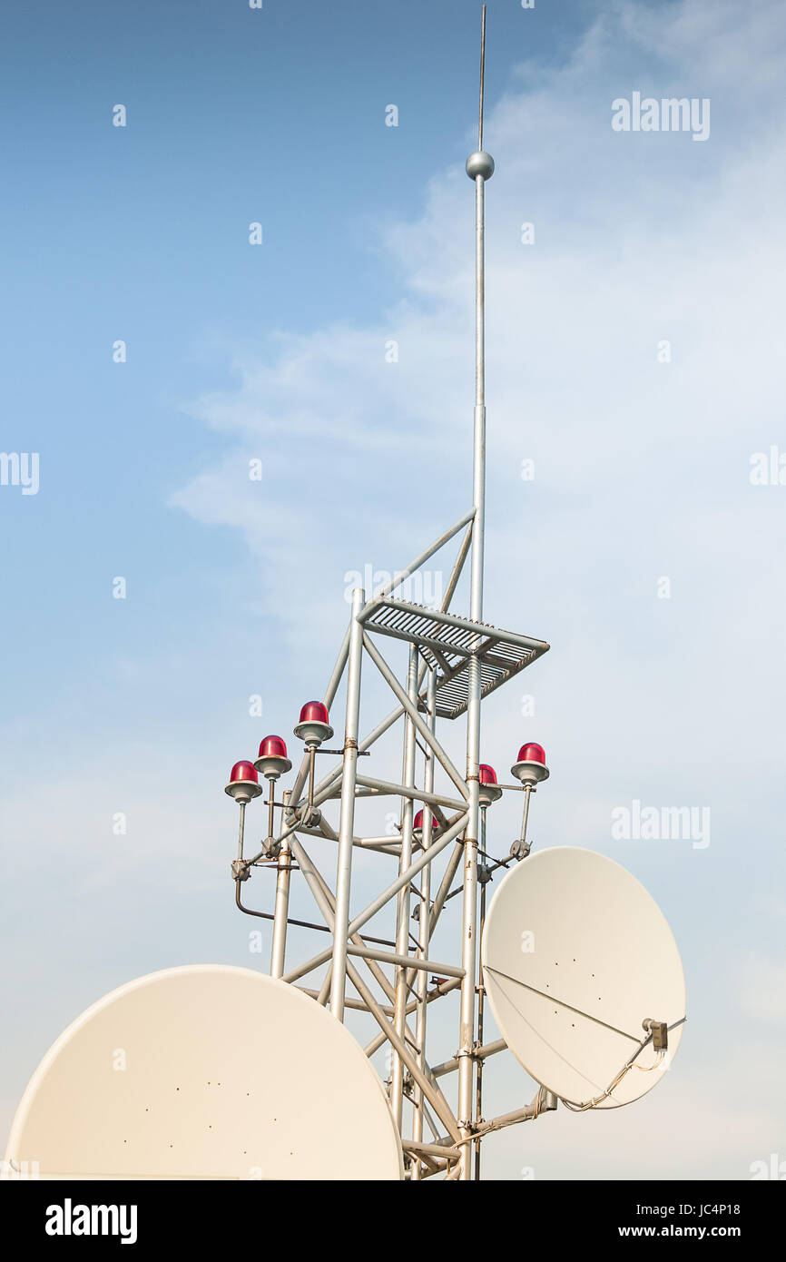 Satellite dish antenna on roof of the building Stock Photo - Alamy