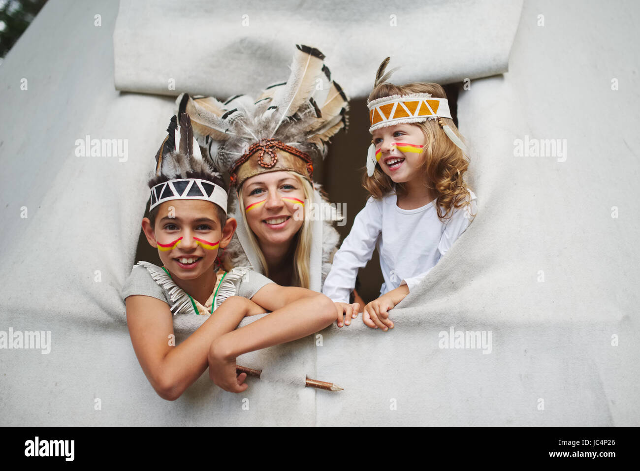 happy children playing native american Stock Photo - Alamy