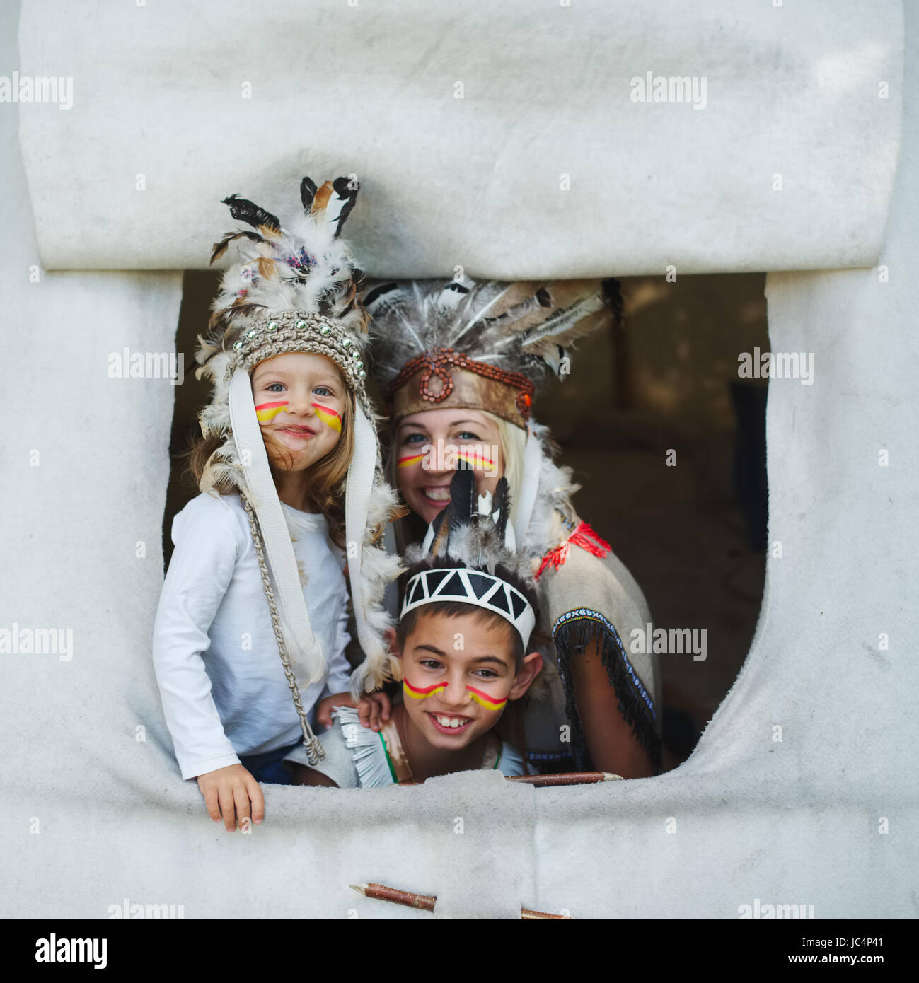 happy children playing native american Stock Photo - Alamy