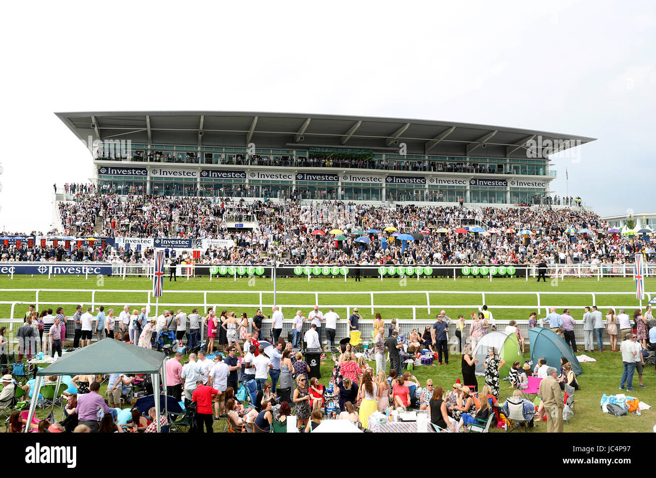 General view of the granstand at Epsom Racecourse Stock Photo - Alamy