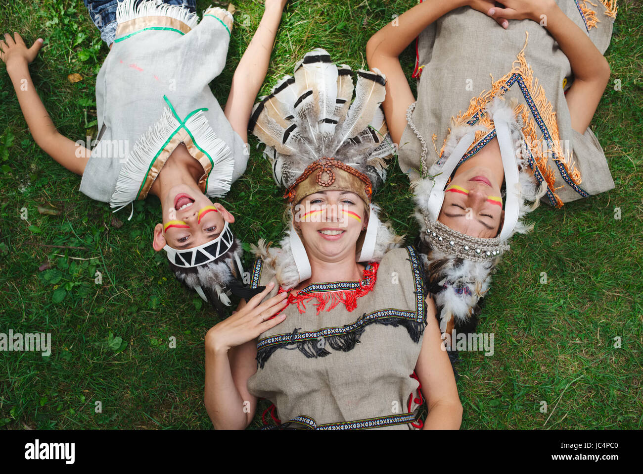 happy children playing native american Stock Photo - Alamy