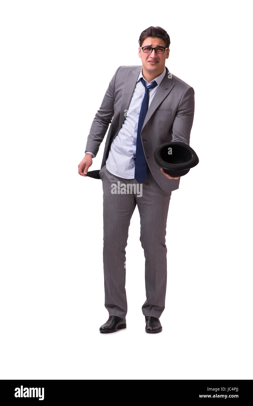 Bankrupt businessman isolated on white background Stock Photo - Alamy