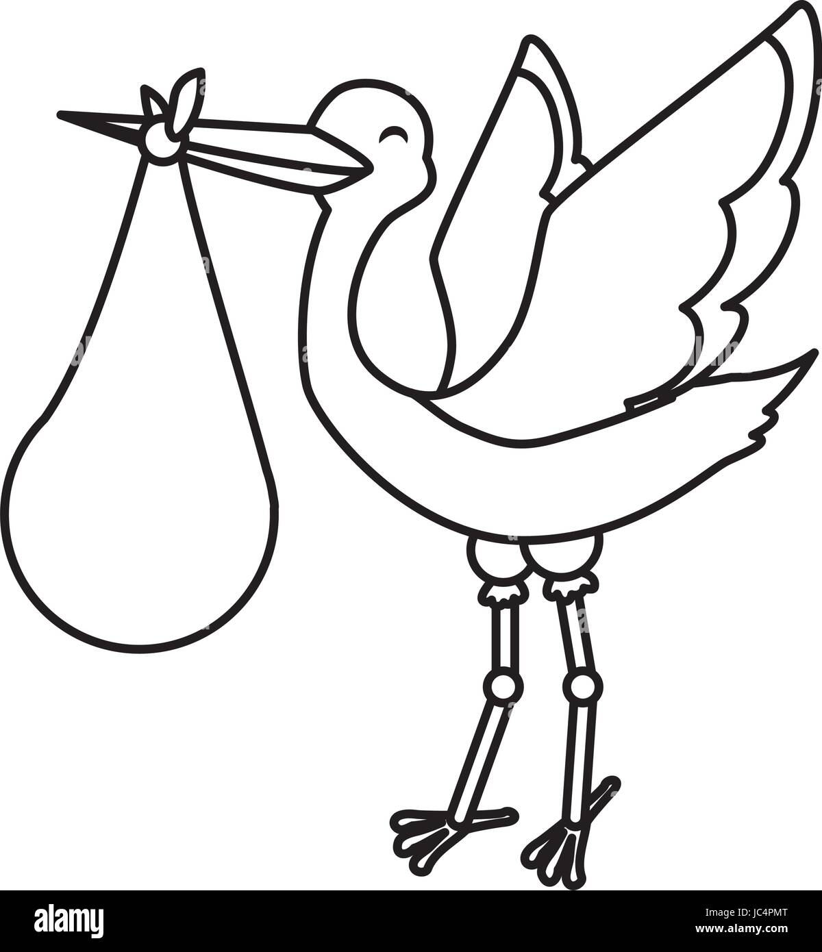 Baby Shower Stork Clip Art Black And White