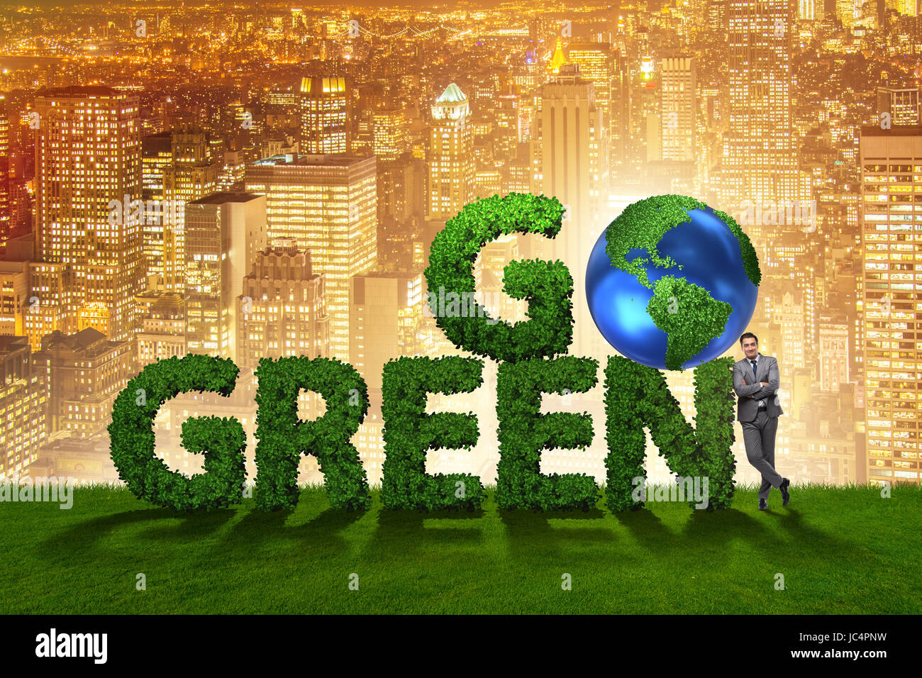 Go Green environmental concept with letters Stock Photo - Alamy