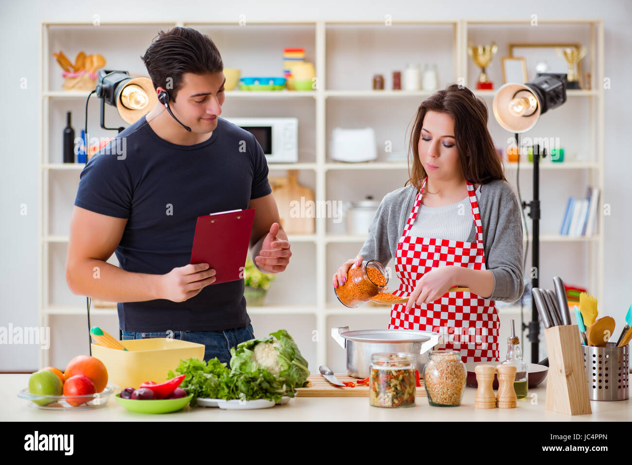 Food cooking tv show in the studio Stock Photo - Alamy