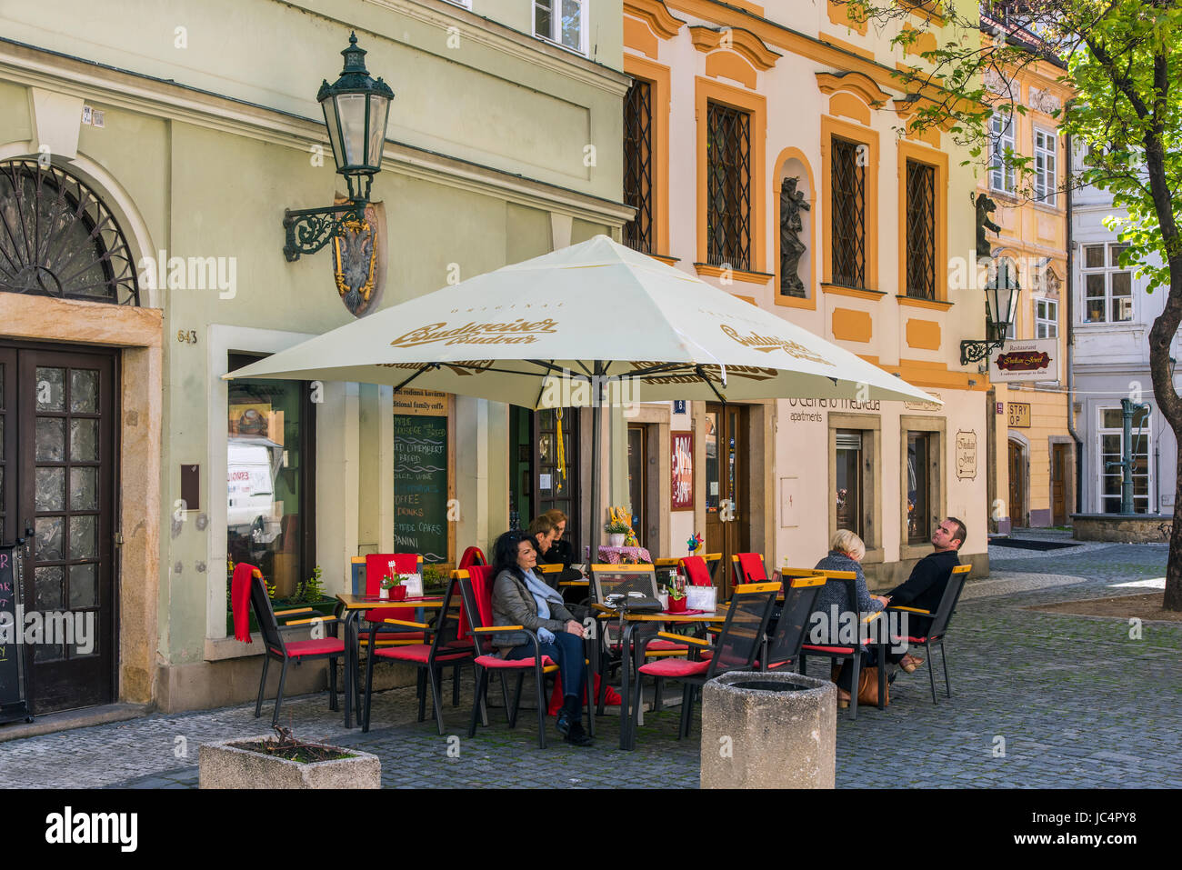 Outdoor cafe in the old town, Prague, Bohemia, Czech Republic Stock ...