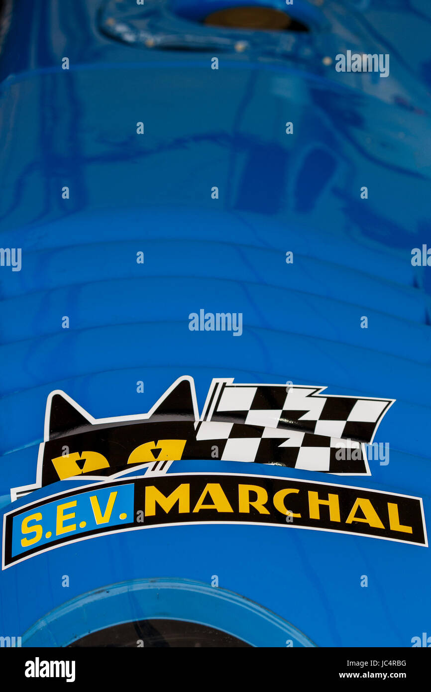 The S.E.V. Marchal decal on the front wing of the 1973 Lola-Cosworth ...