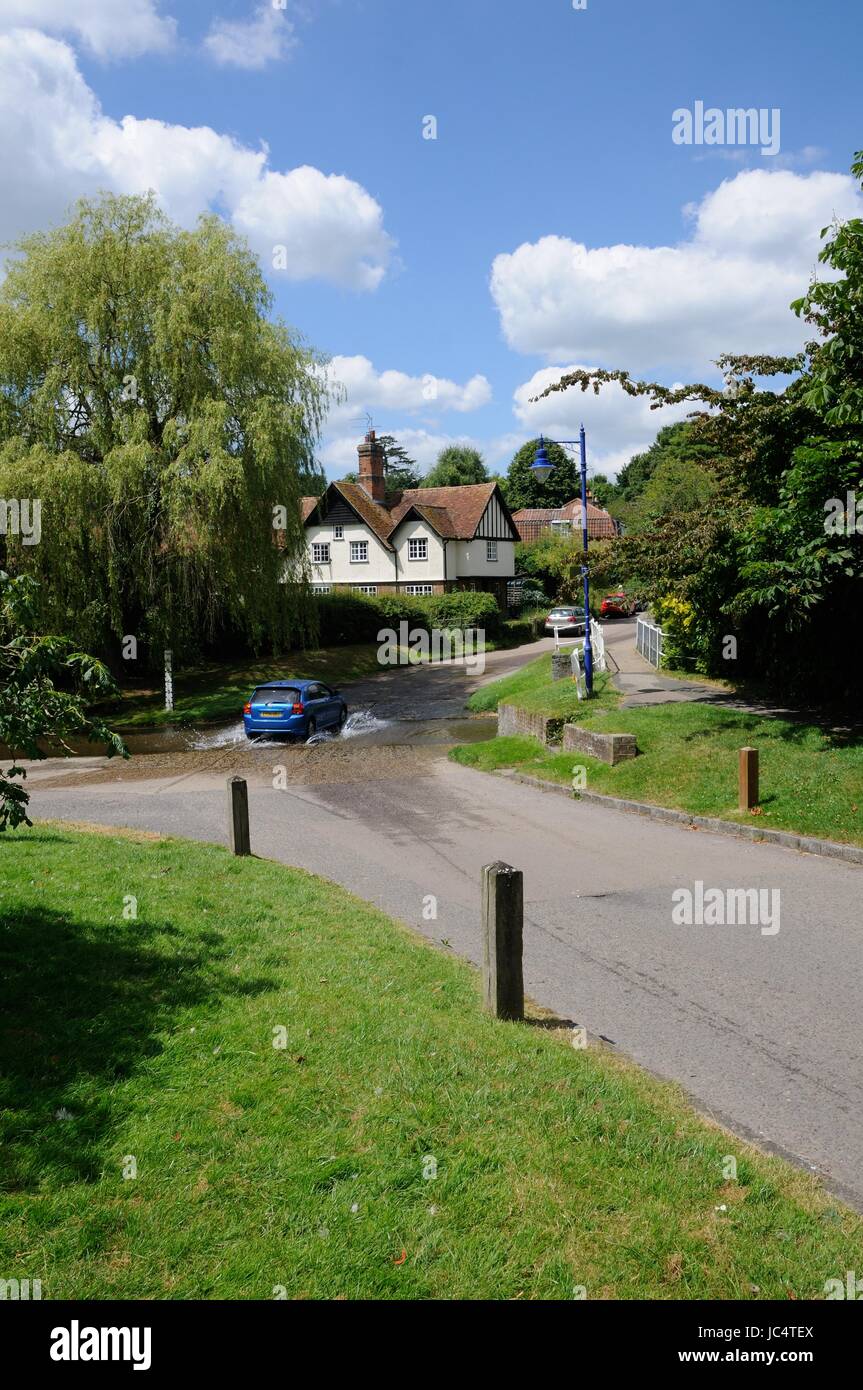 View to the ford ,Braughing, Hertfordshire Stock Photo - Alamy