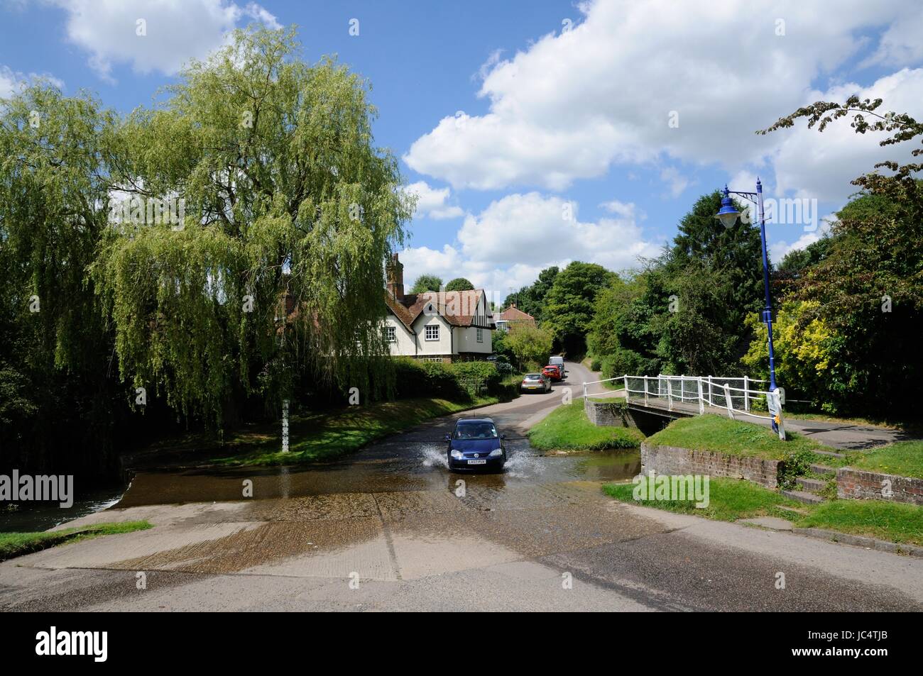 View to the ford ,Braughing, Hertfordshire Stock Photo - Alamy