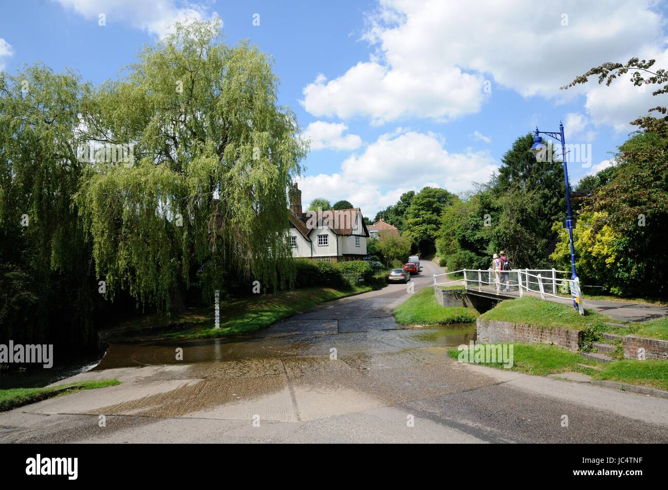 View to the ford ,Braughing, Hertfordshire Stock Photo - Alamy