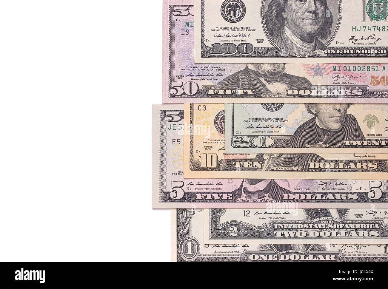 US american dollar money bills isolated on white background Stock Photo ...