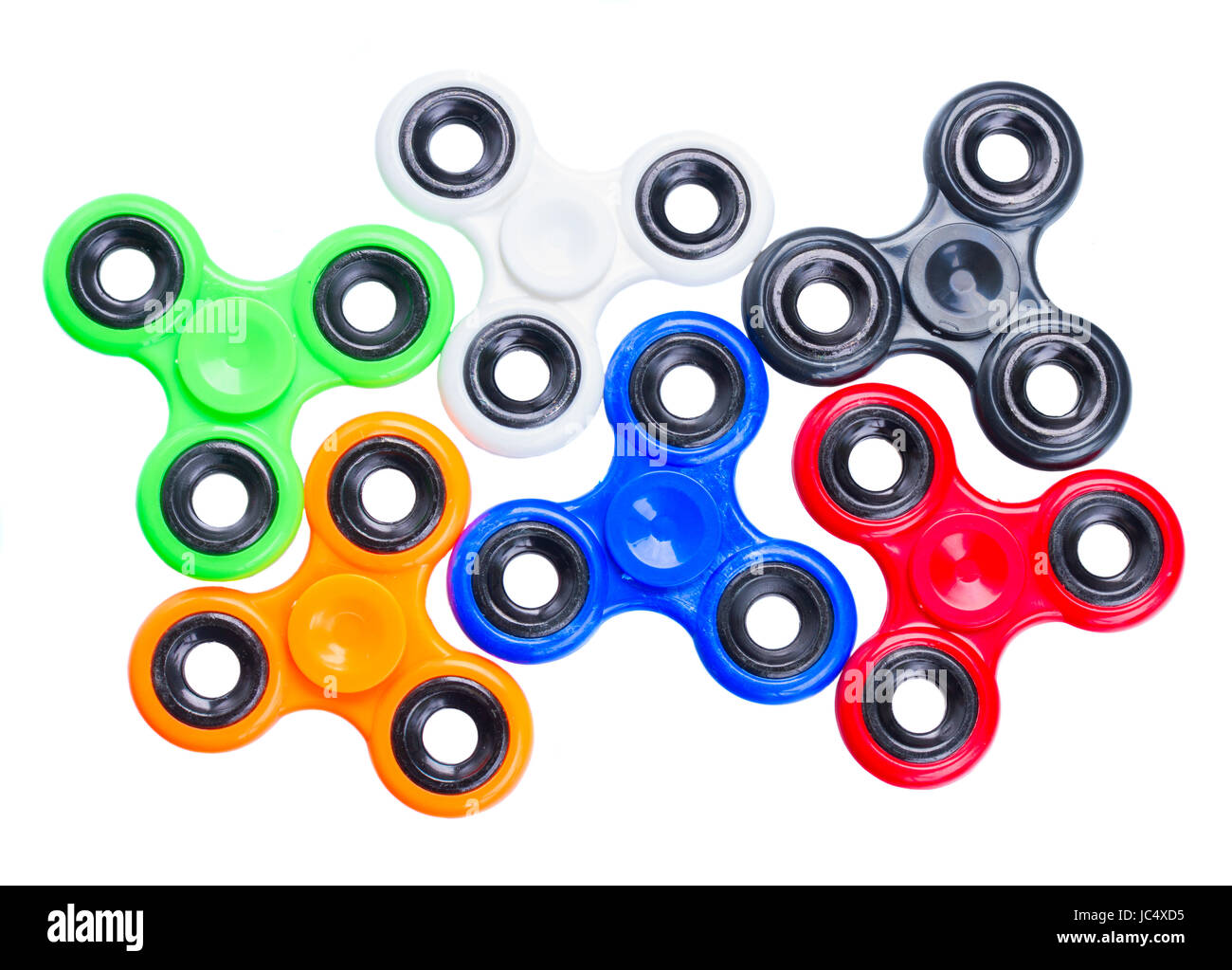 set of fidget spinners isolated on white background, popular relaxing ...
