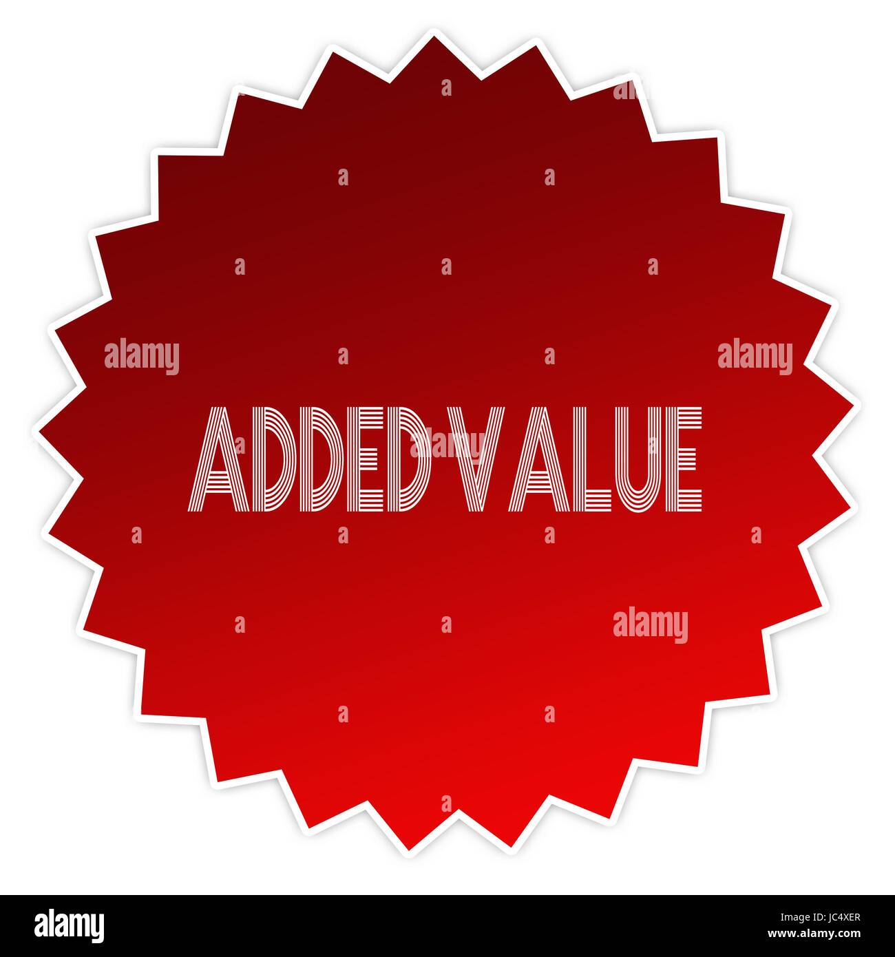 ADDED VALUE on red sticker label. Illustration graphic design concept ...