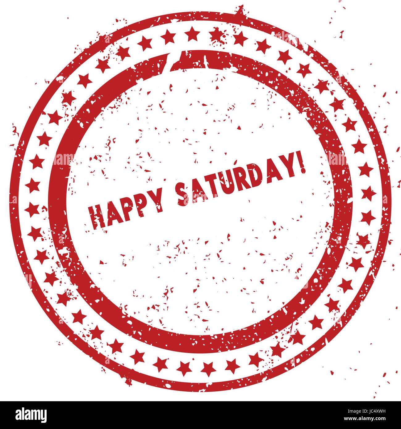 Red HAPPY SATURDAY distressed rubber stamp with grunge texture ...