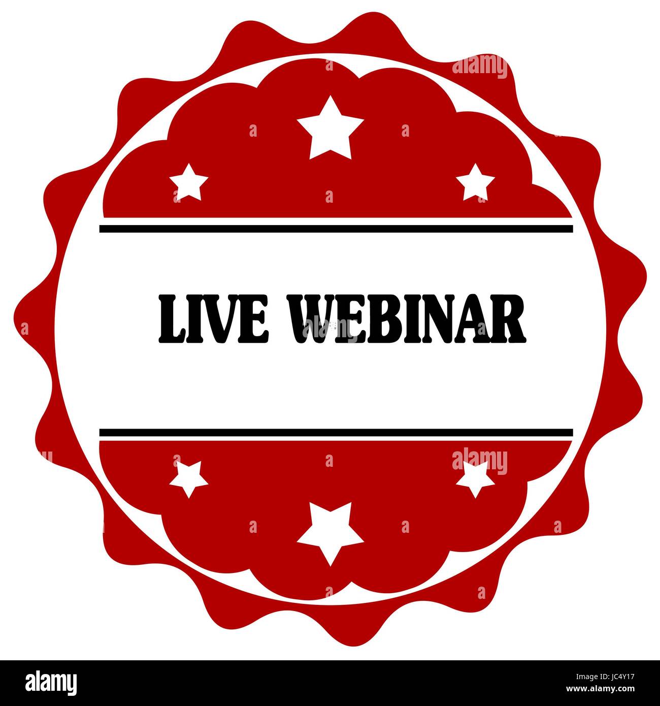 Red label with LIVE WEBINAR text. Illustration graphic design concept ...