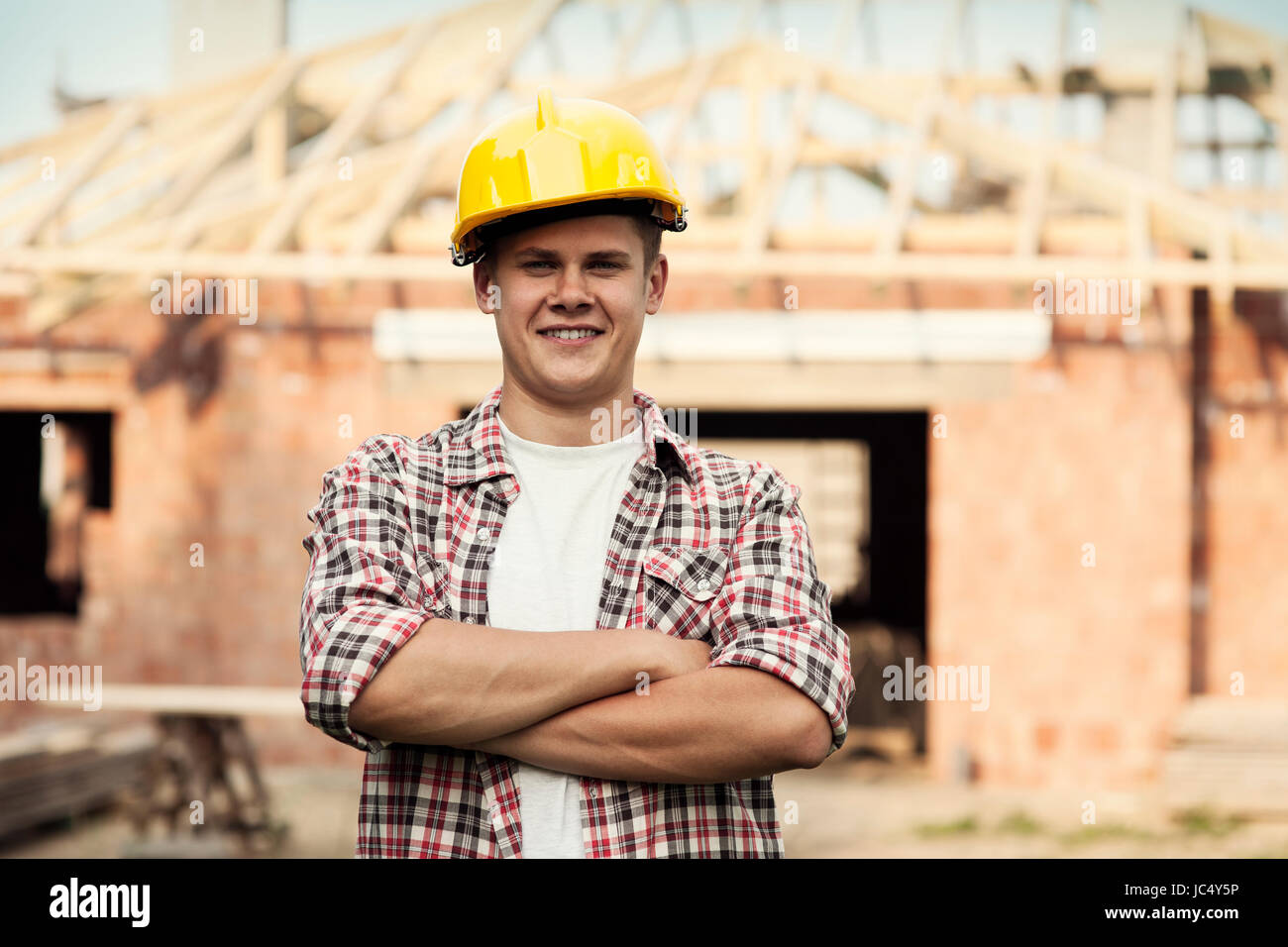 Portrait of construction worker Stock Photo - Alamy