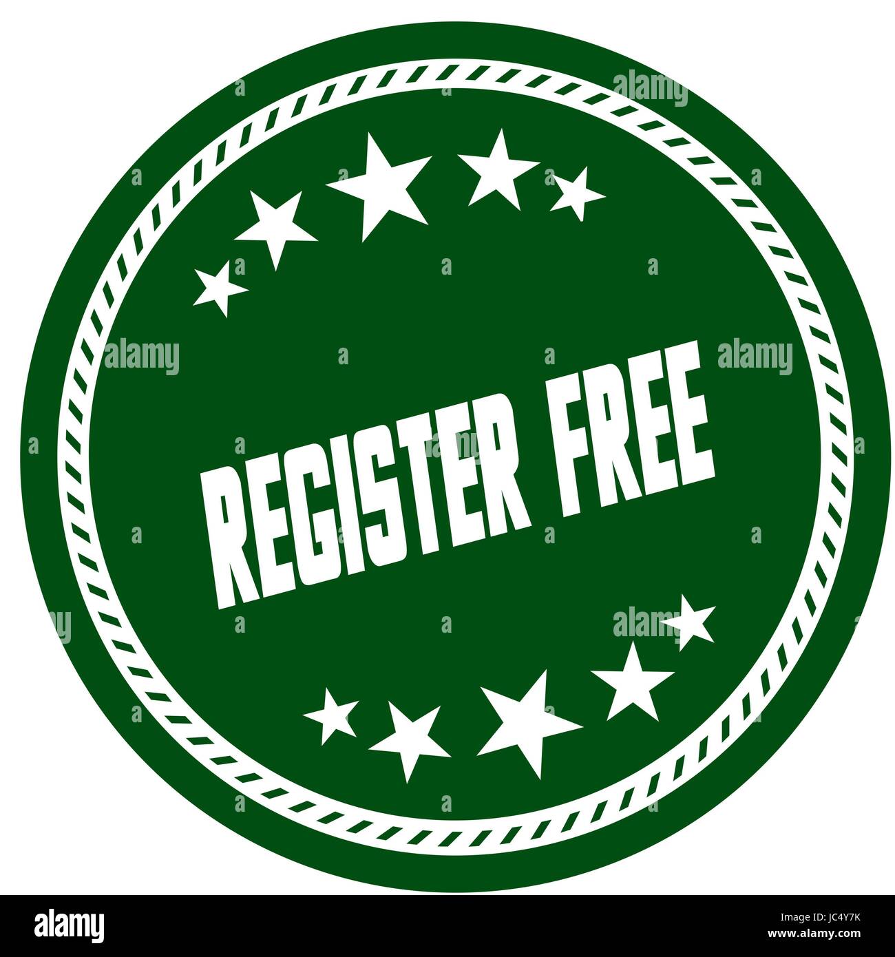Green 5 star stamp with REGISTER FREE . Illustration concept image ...