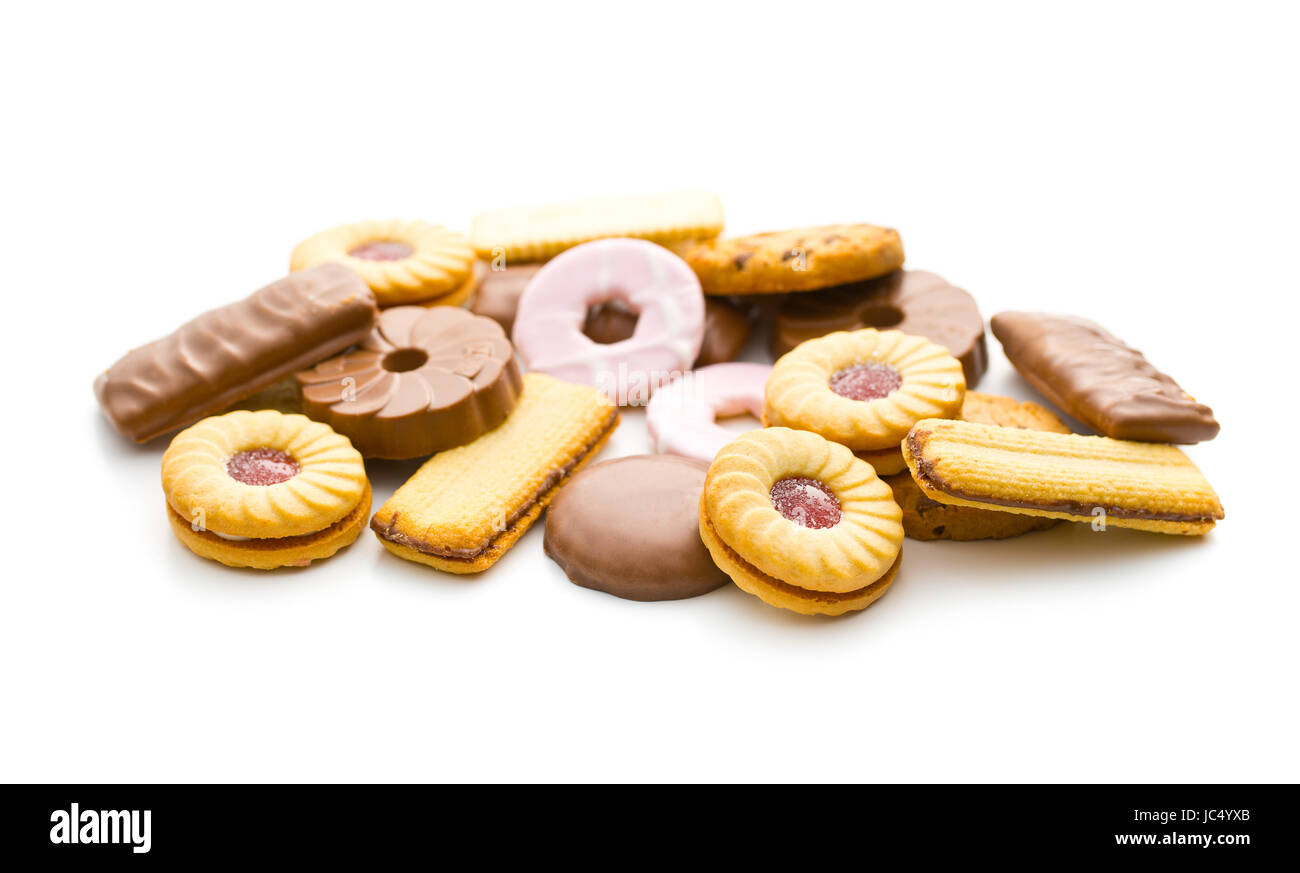 Various sweet biscuits isolated on white background Stock Photo - Alamy