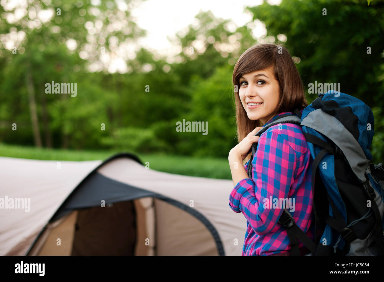 Beautiful female hiker Stock Photo - Alamy