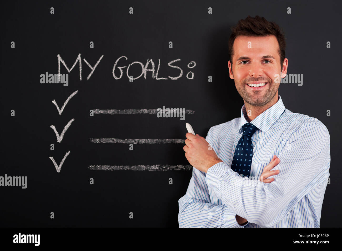 Businessman is ready to writing his goals Stock Photo - Alamy