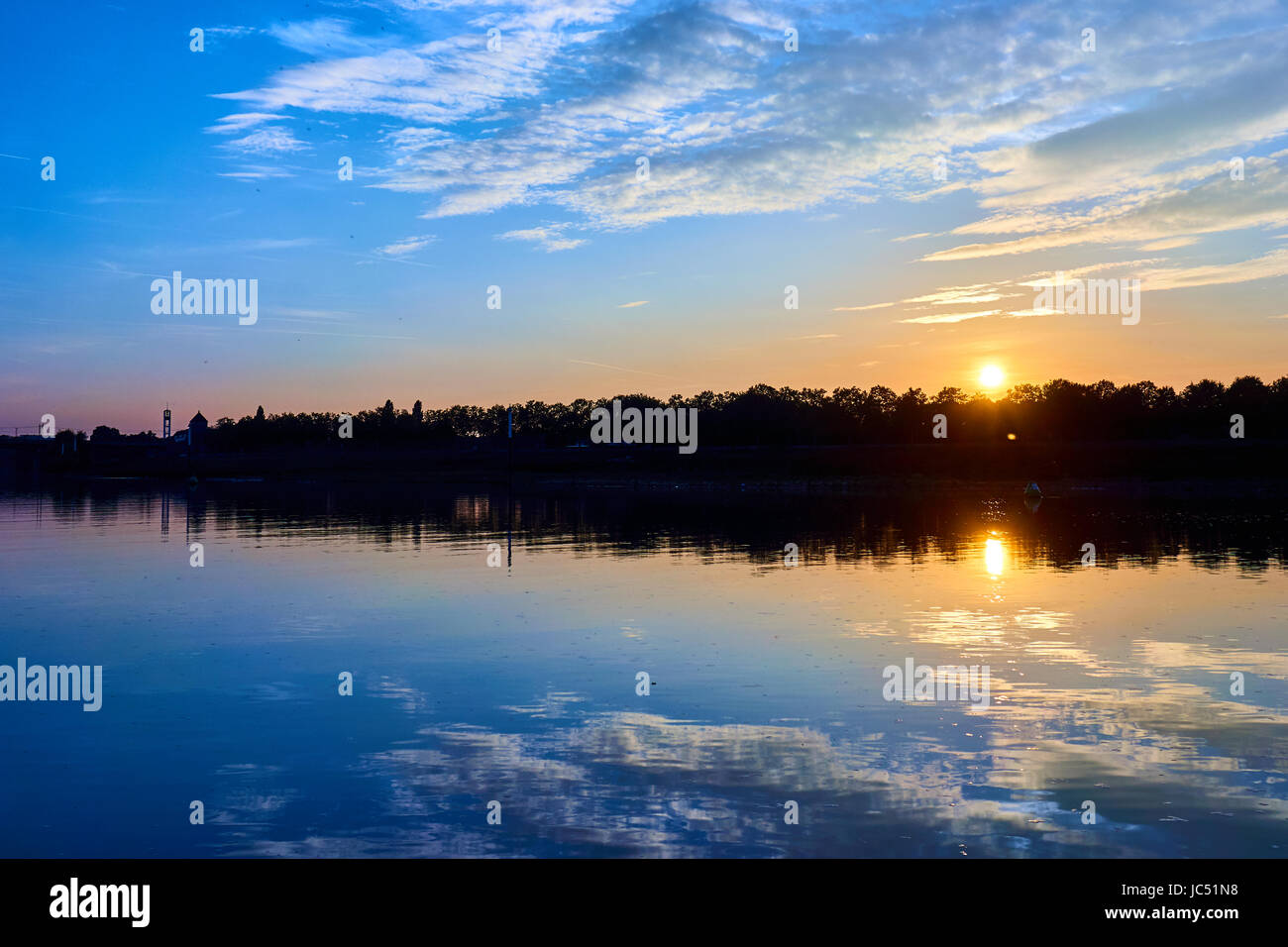 lake sunset landscape Stock Photo - Alamy
