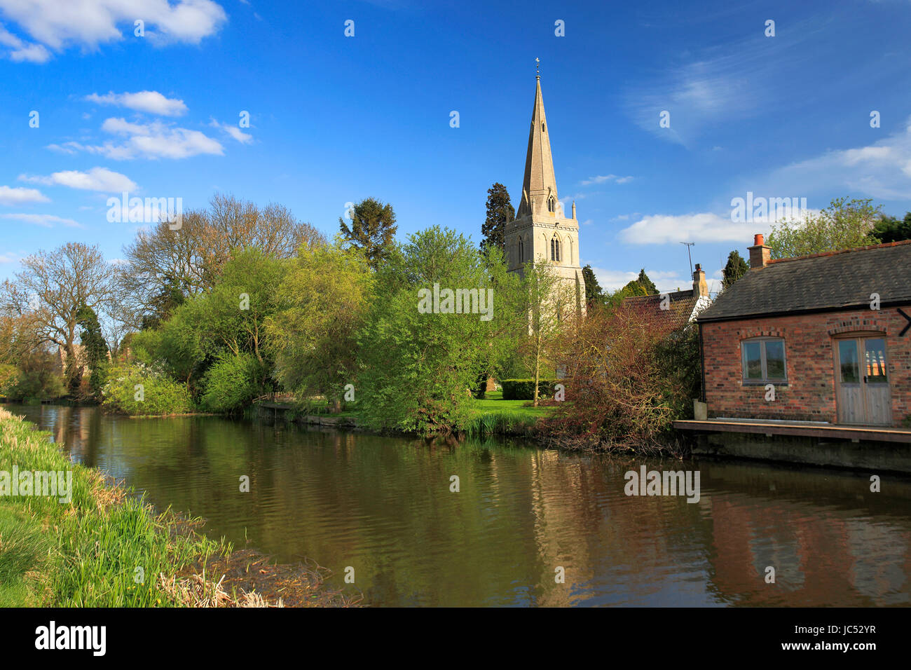 Holy Trinity church, Denford village on the river Nene ...