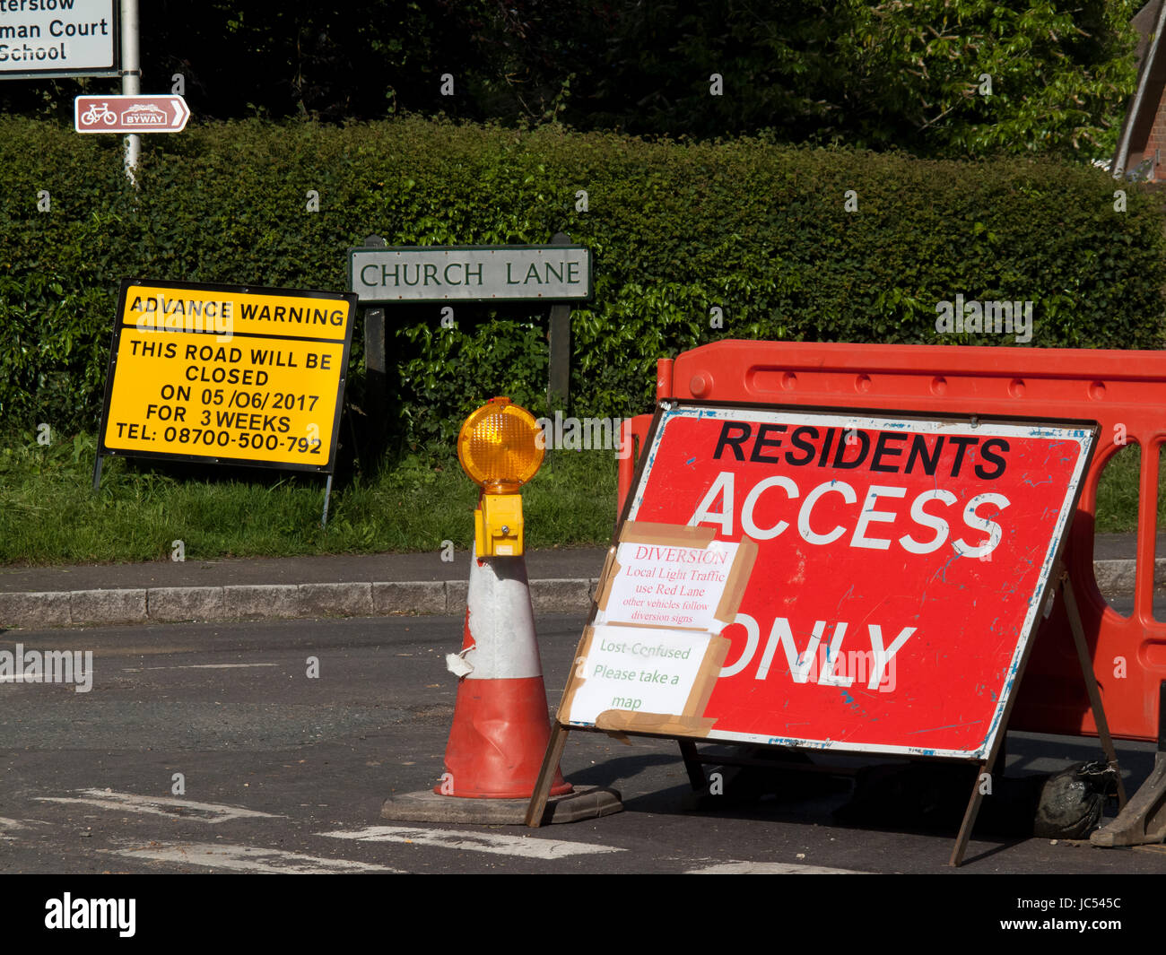 Works access only road sign hi-res stock photography and images - Alamy