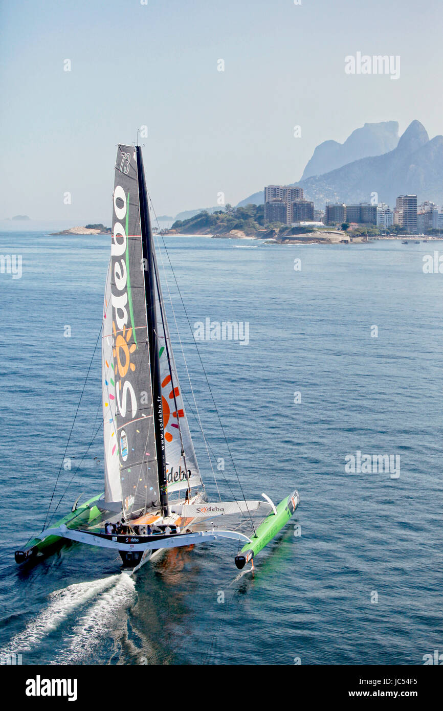 Thomas Coville and the Ultime Class 100' VPLP designed trimaran Sodebo ...