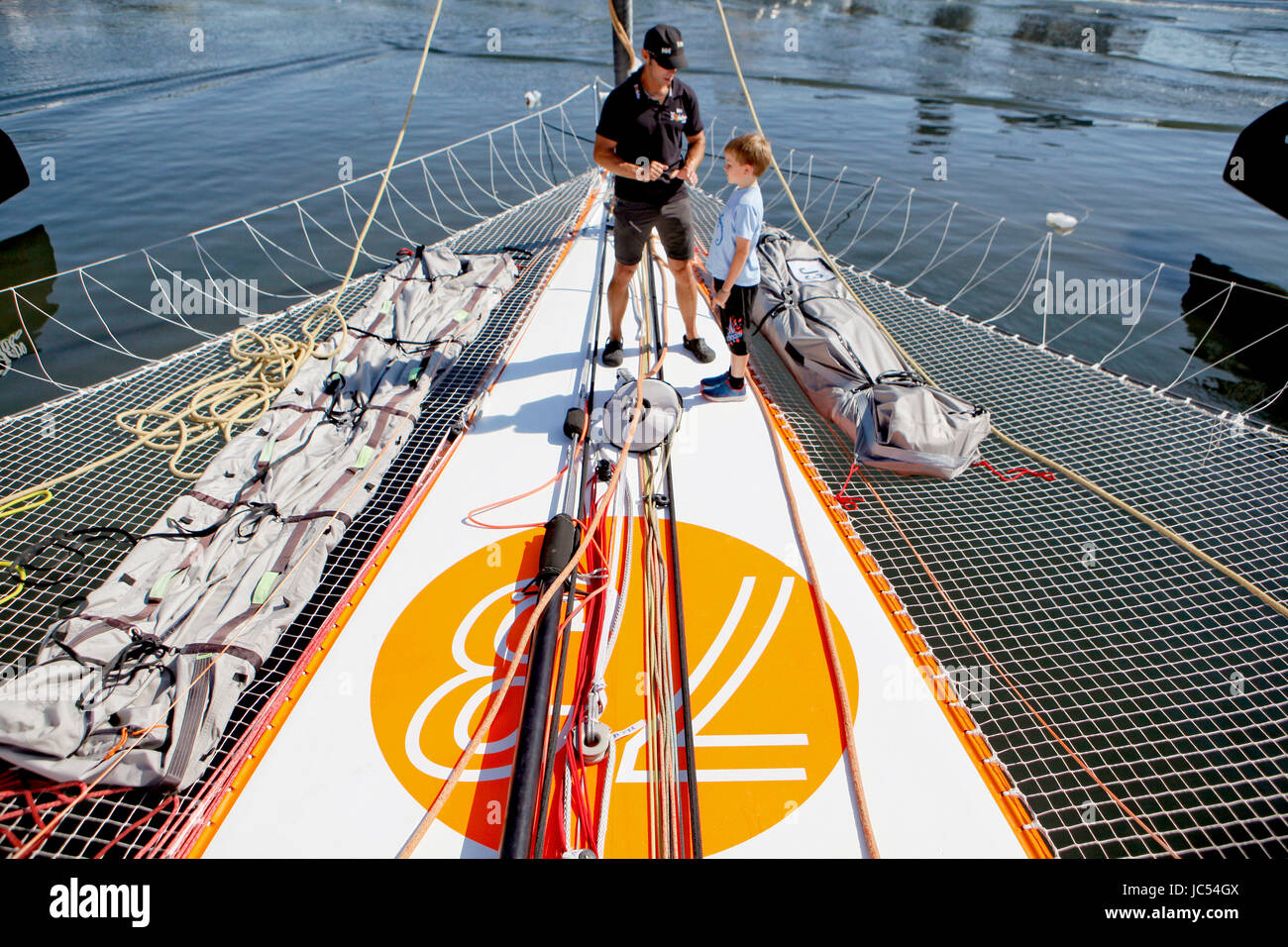 Thomas Coville and the Ultime Class 100' VPLP designed trimaran Sodebo ...