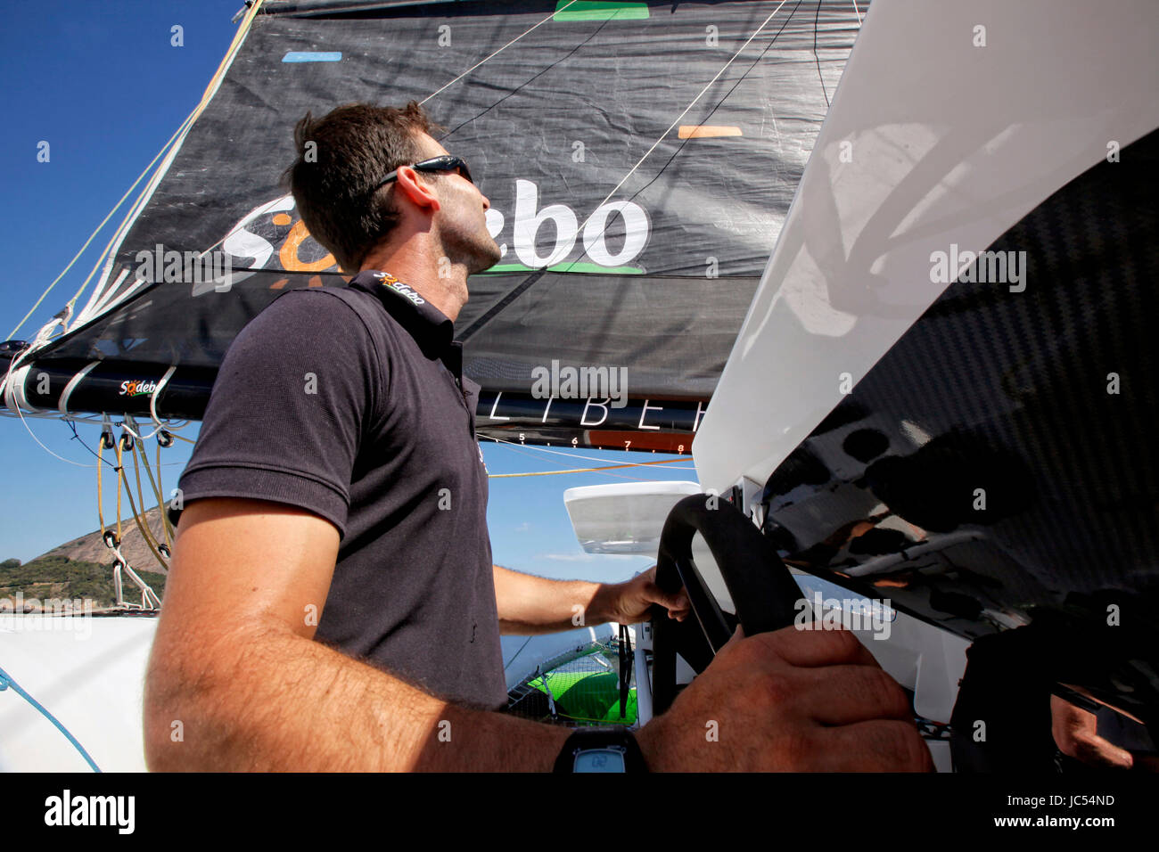 Thomas Coville and the Ultime Class 100' VPLP designed trimaran Sodebo ...