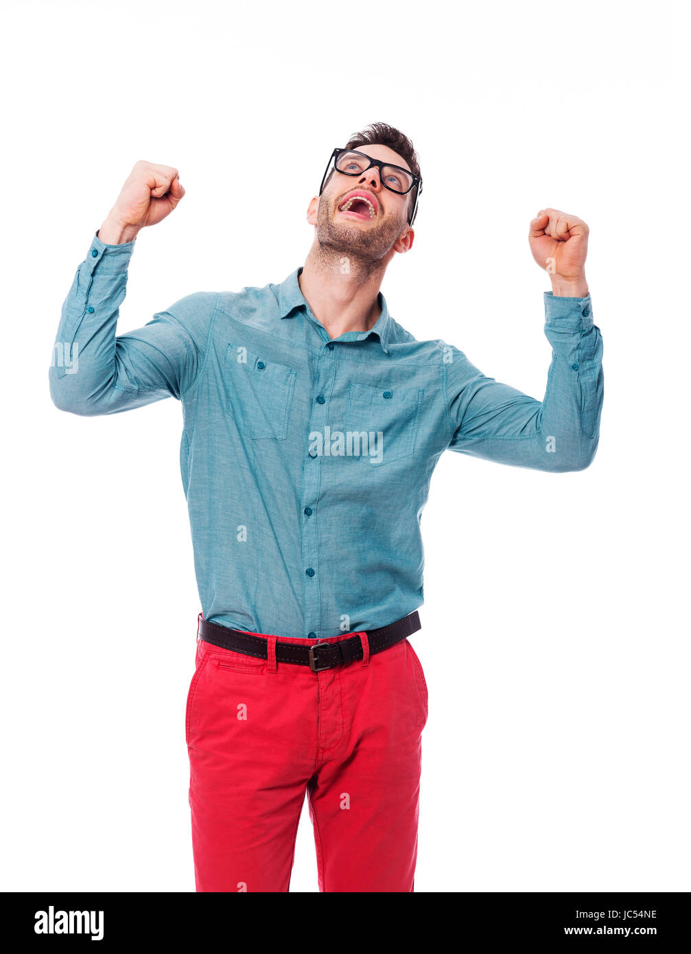 Portrait of excited young man Stock Photo - Alamy