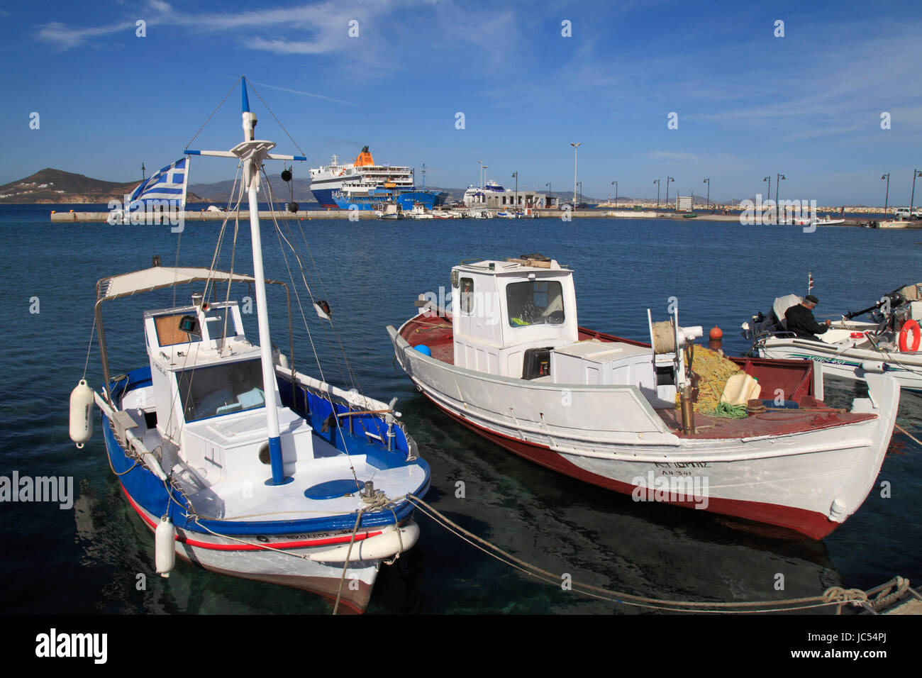 Greece, Cyclades, Naxos, Hora, harbour, boats Stock Photo - Alamy
