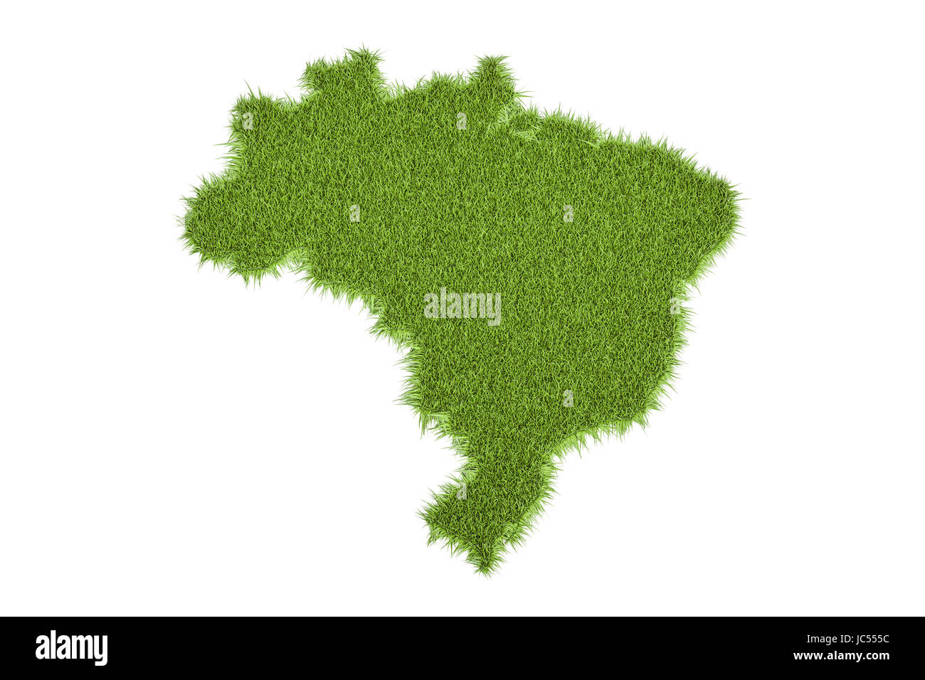 Brazilian map from green grass, 3D rendering isolated on white ...