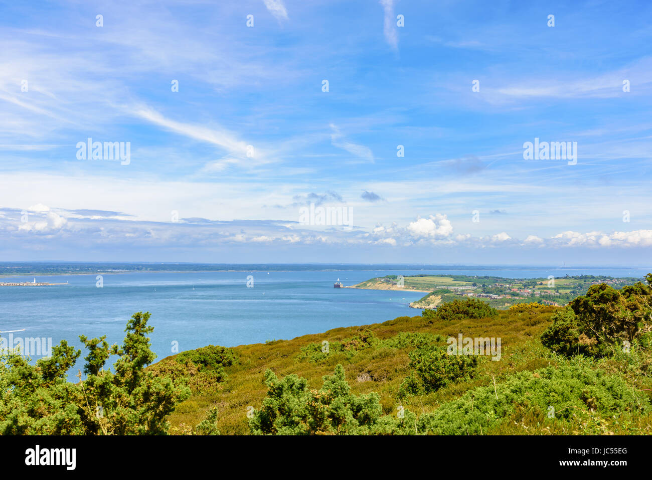 UK Mainland view from Headon Warren, Isle of Wight, UK Stock Photo - Alamy