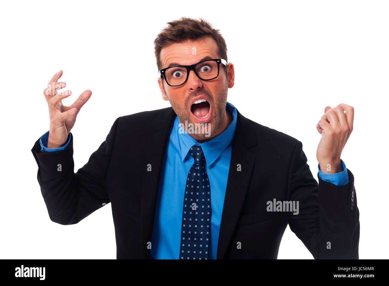 Angry businessman screaming very loud Stock Photo - Alamy
